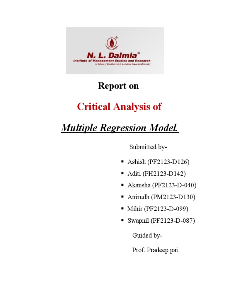 Critical Analysis Of: Multiple Regression Model | PDF | Regression Analysis | Linear Regression