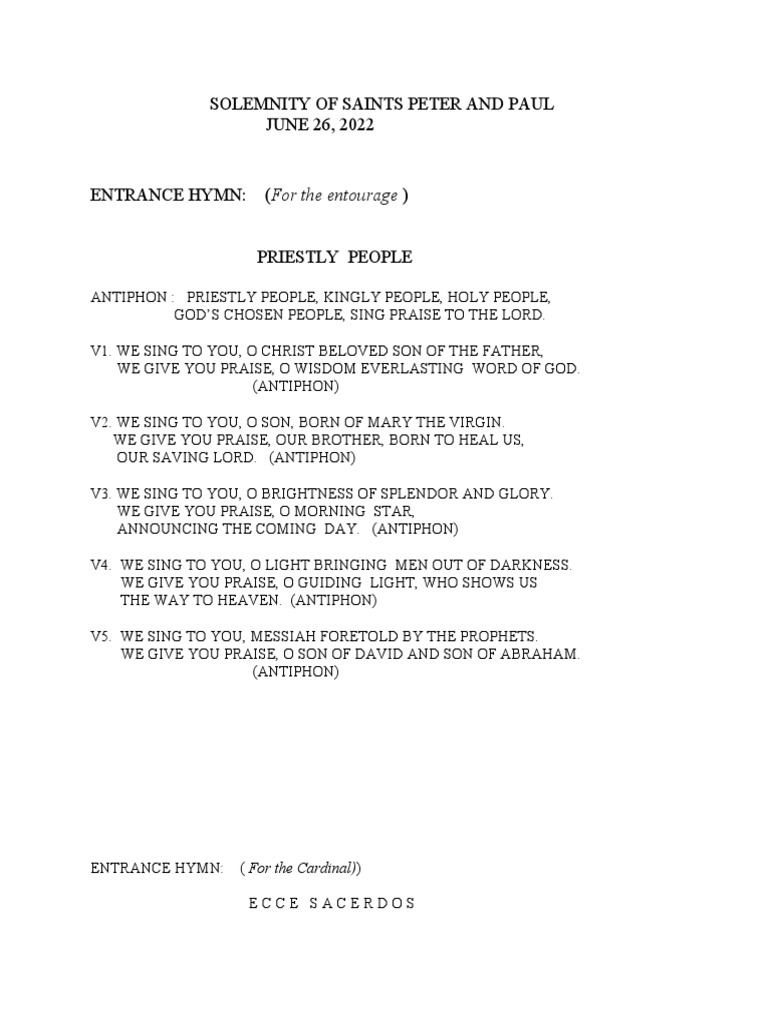 Solemnity of Saints Peter and Paul | PDF | Eucharist | Catholic Liturgy