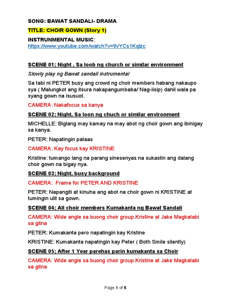 Script For Drama Sample-Tagalog Version | PDF