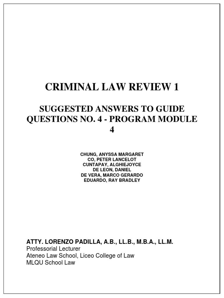 Criminal Law Review: Key Case Analyses | PDF | Criminal Law | Intention ...