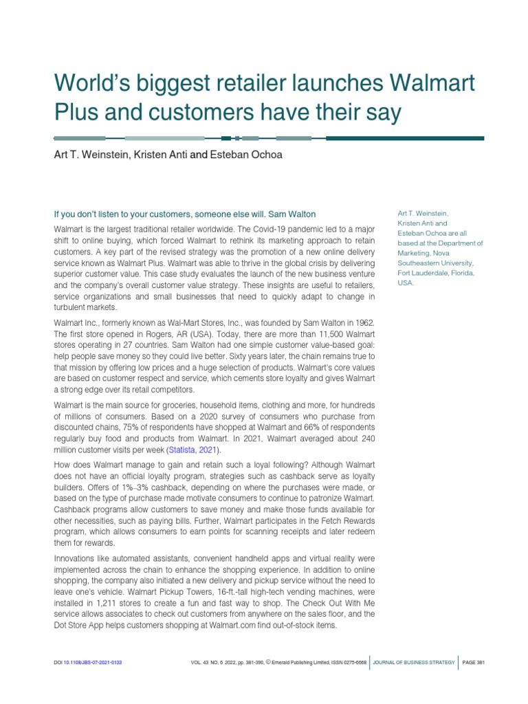 US - Walmart Strategy | PDF | Walmart | Retail