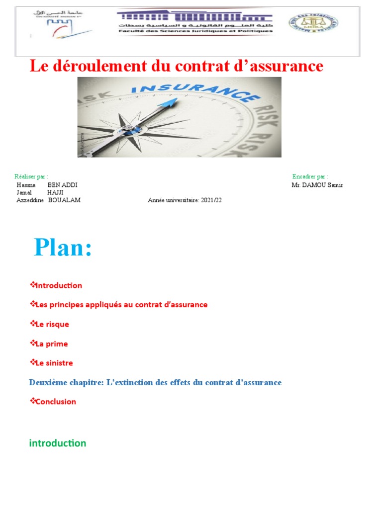 Déroulement Du Contrat D'assurance - FSJP - Settat | PDF | Assurance | Débiteur