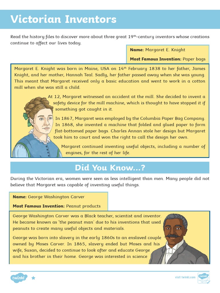 UKS2 Victorian Inventors Differentiated Reading Comprehension Activity ...