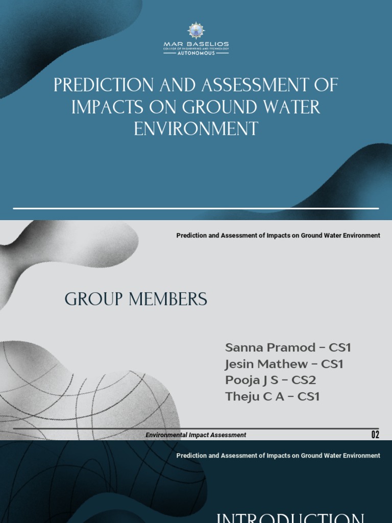 Prediction and Assessment of Impact On Groundwater Environment | PDF ...