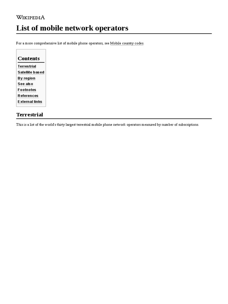 Largest Mobile Network Operators List | PDF | Lte (Telecommunication ...