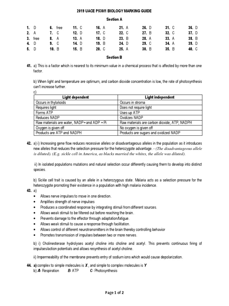 2019 Uace Paper 1 Biology Marking Guide | PDF | Photosynthesis ... 2019 Uace Paper 1 Biology Marking Guide | PDF | Photosynthesis ...
