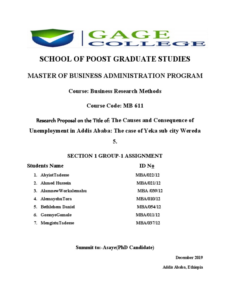 Business Research Methods Proposal | Download Free PDF | Unemployment | Labour Economics