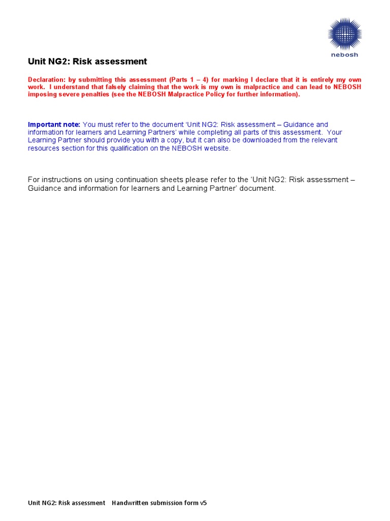 NG2 Written Form ONLY For Printing and Handwriting Your Practical | PDF ...