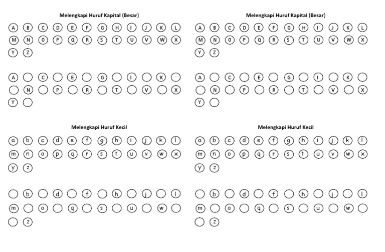 Worksheet Melengkapi Huruf A-Z | PDF