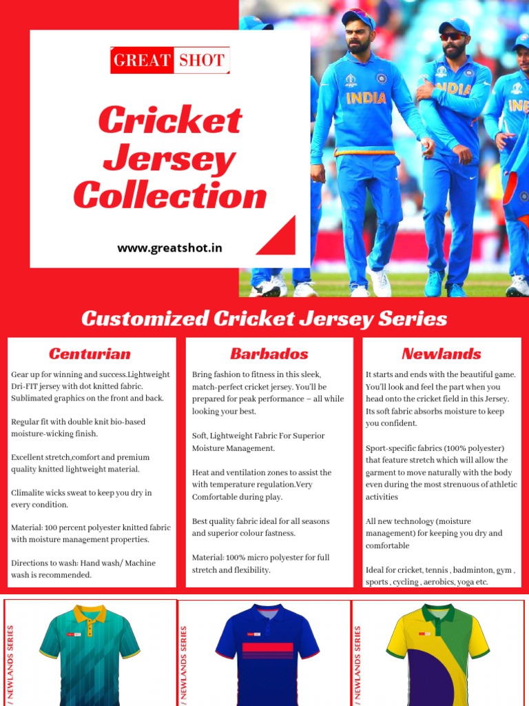 Greatshot Cricket Jersey Collection | PDF | Textiles | Manufactured Goods