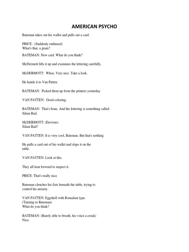 English Script American Psycho | PDF