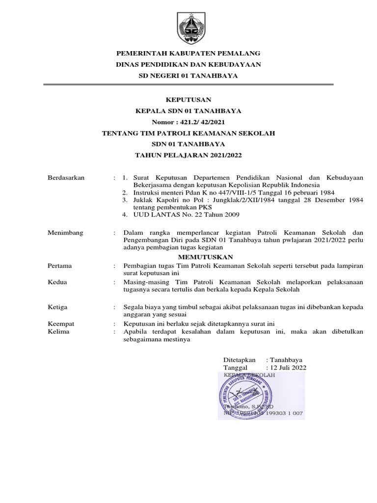 SK Pks - 2021 - SDN 01 Tanahbaya | PDF