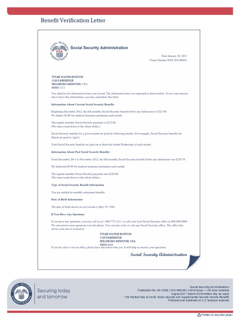 Main Sample Social Security Verification Letter | PDF | Social Security ...
