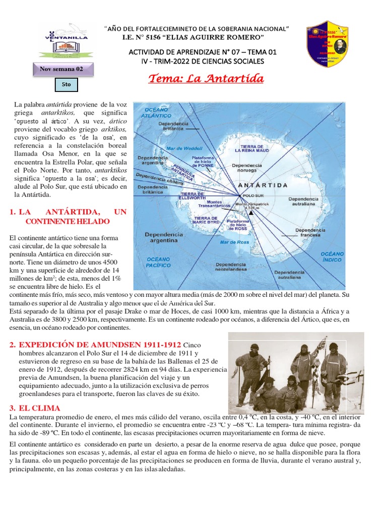 5to. 1 La Antártida | PDF | Antártida | Alimentos