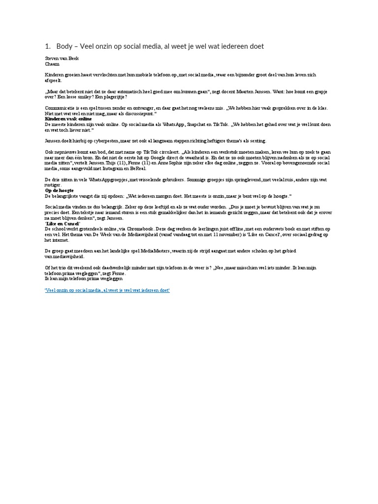 Teksten Voor Tekst | PDF