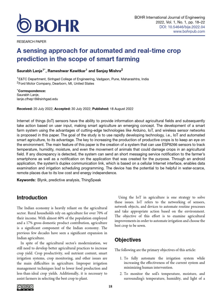 A Sensing Approach For Automated and Real-Time Crop Prediction in The ...
