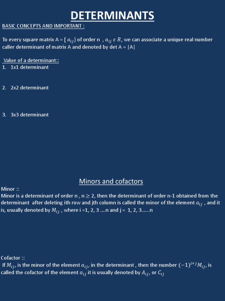 Determinant basic concept | PDF | Determinant | Matrix (Mathematics)