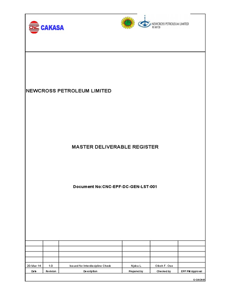 Master Document Register-Attachment 10 | PDF | Specification (Technical ...