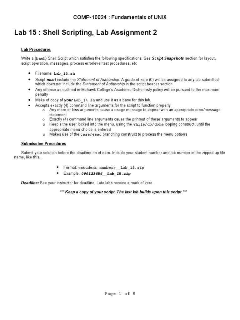 Lab 15 Shell Scripting Lab Assignment 2 4 Pdf Command Line
