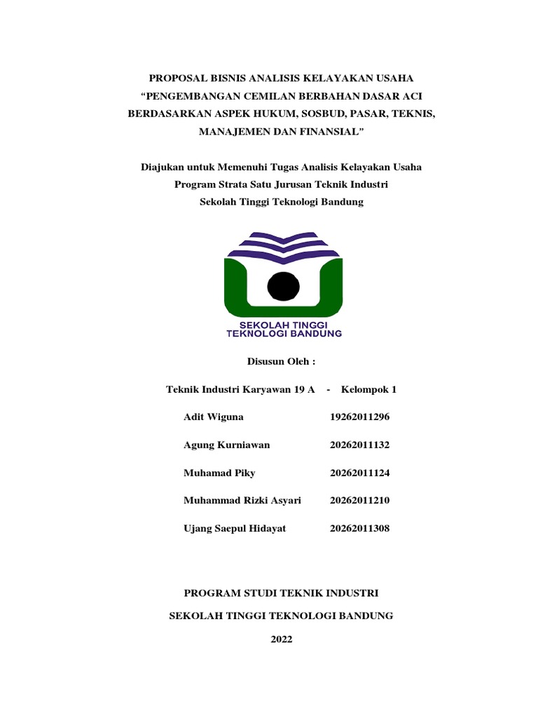 Kelayakan Usaha Cemilan Aci di Bandung | PDF