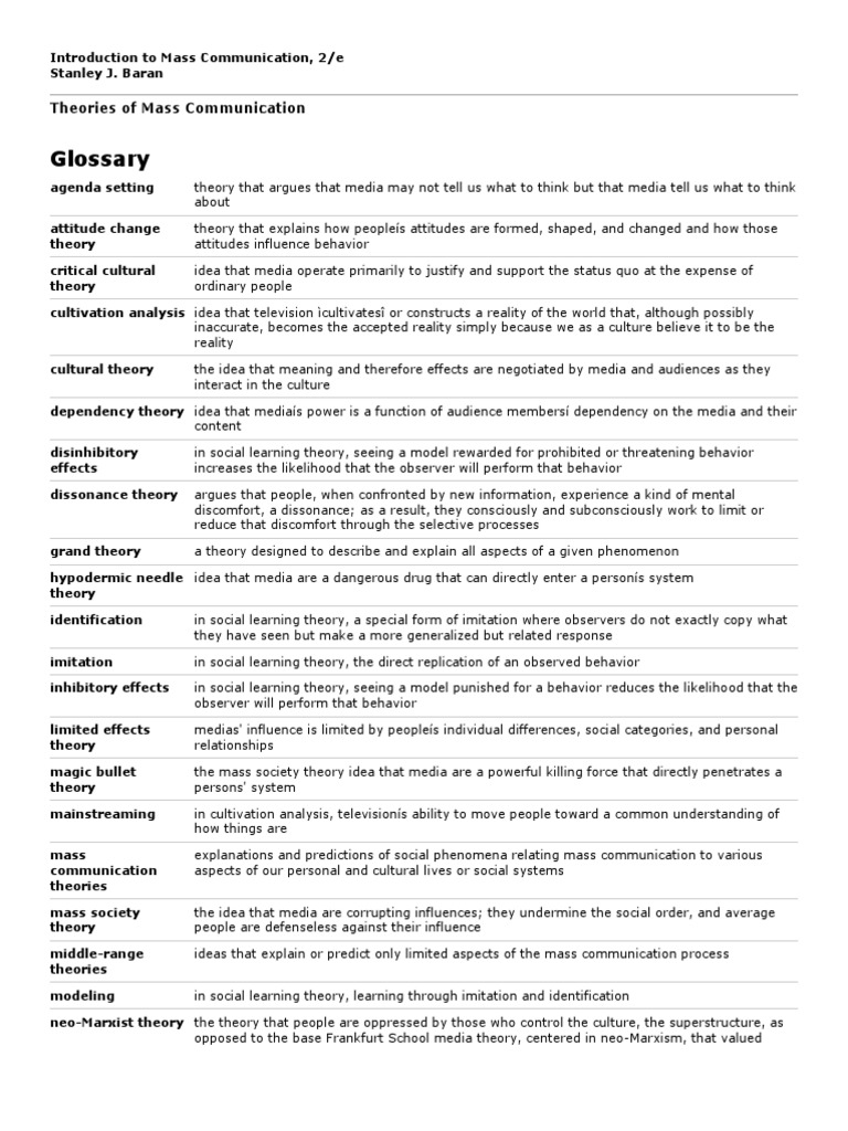 Introduction To Mass Communication | PDF | Learning Theory (Education ...