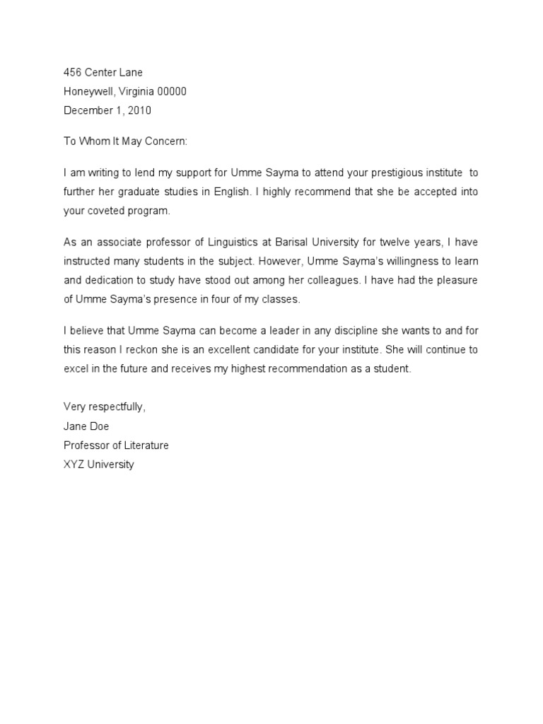 Recommendation Letter From Teacher Template 23 | PDF