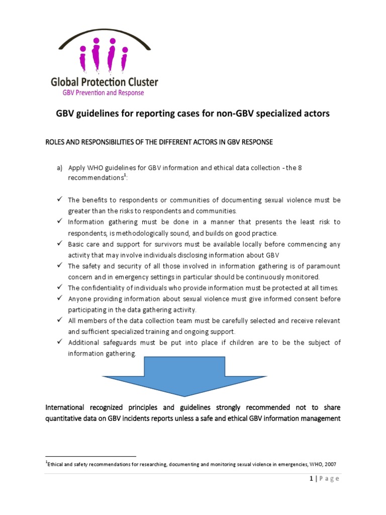 GBV Reporting For Non GBV Actors | PDF | Domestic Violence | Violence ...