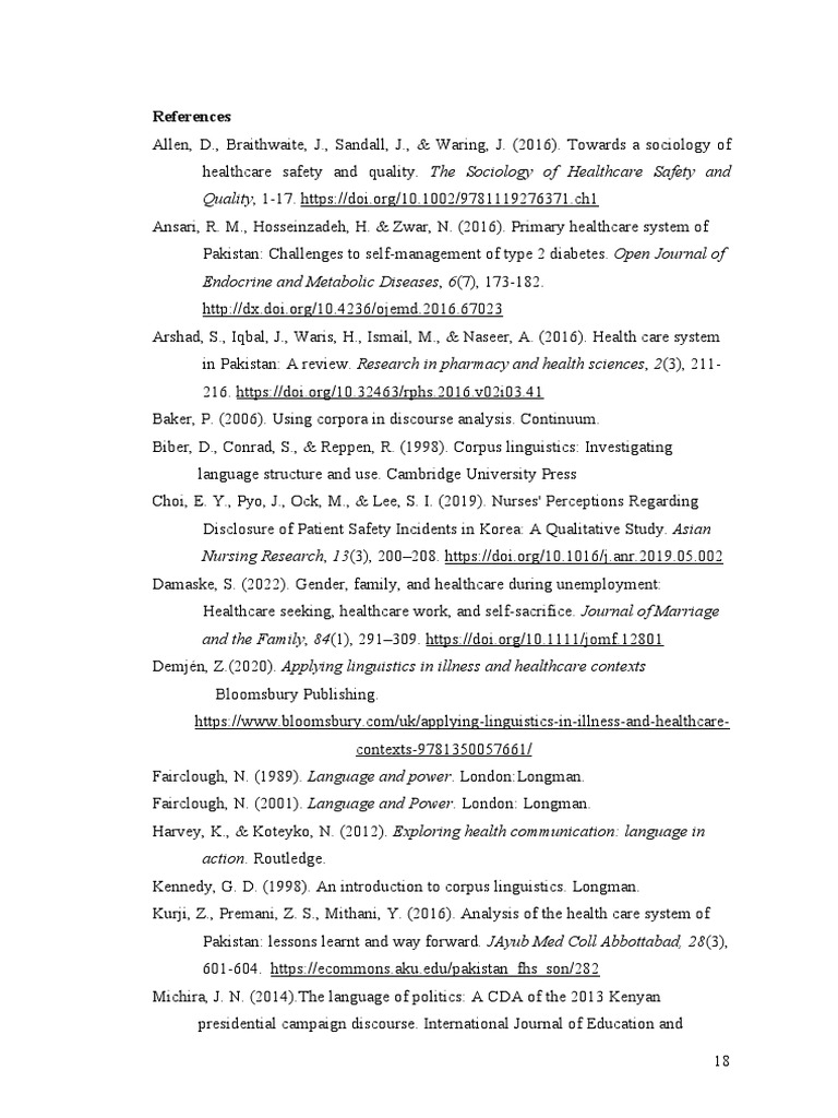 MPhil Synopsis Qamreen. References FINAL | PDF | Health Care | Health ...