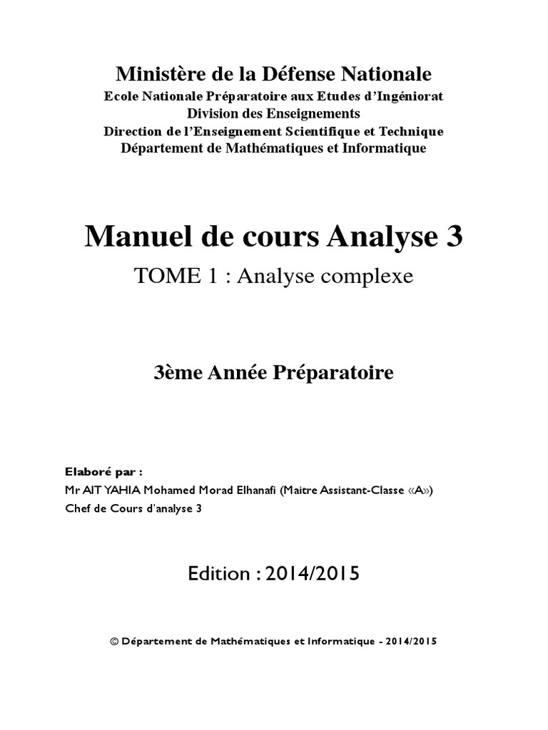 Polycope Cours Analyse3 Tome1 Version Finale | PDF | Science
