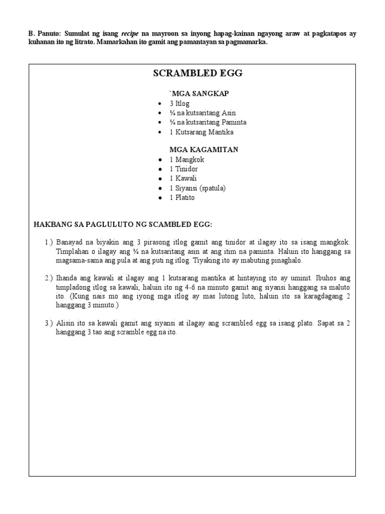 Aktiviti para Sa Sulating Pabatid at Pampagkain | PDF