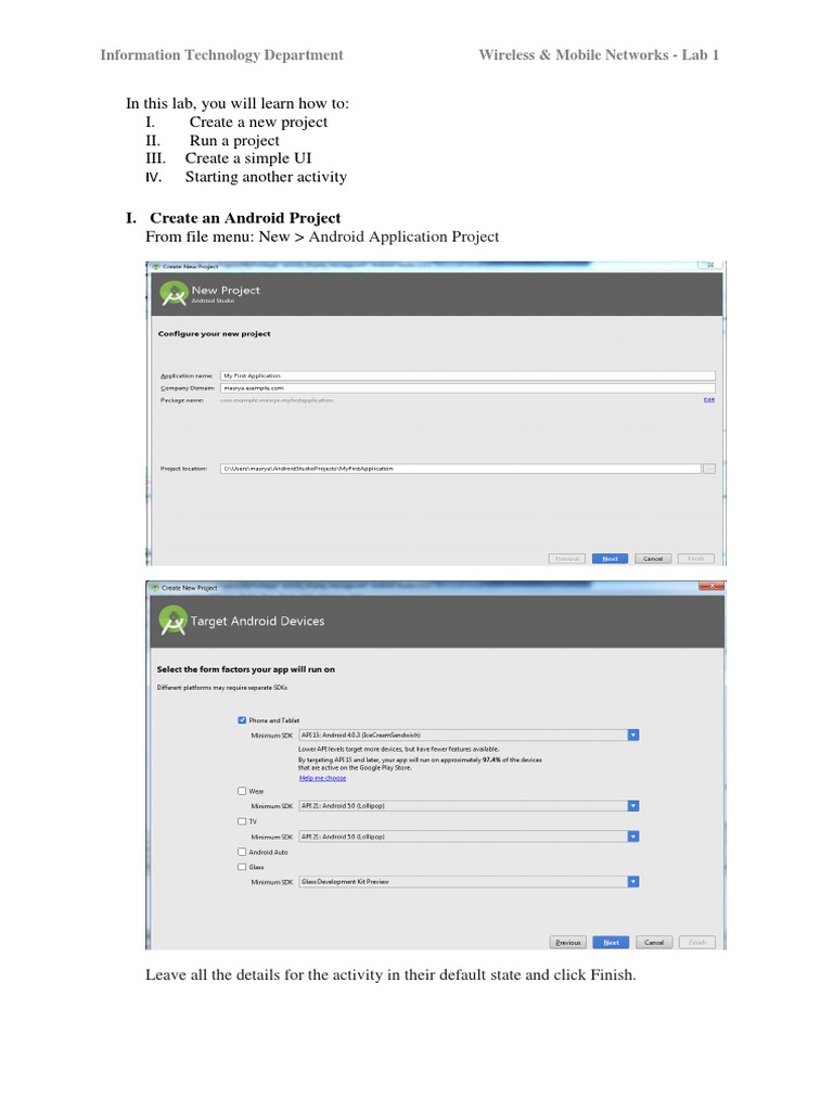 I. Create An Android Project | PDF | Mobile App | Android (Operating System)