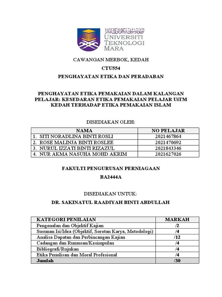 Kertas Kerja Ctu 554 Bab 8 Kba2444a | PDF