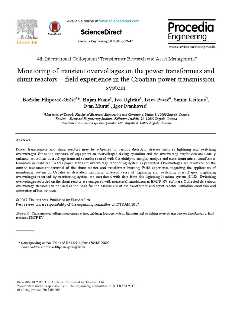 Monitoring Of Transient Overvoltages On The Power Transformers And Shunt Reactors Pdf