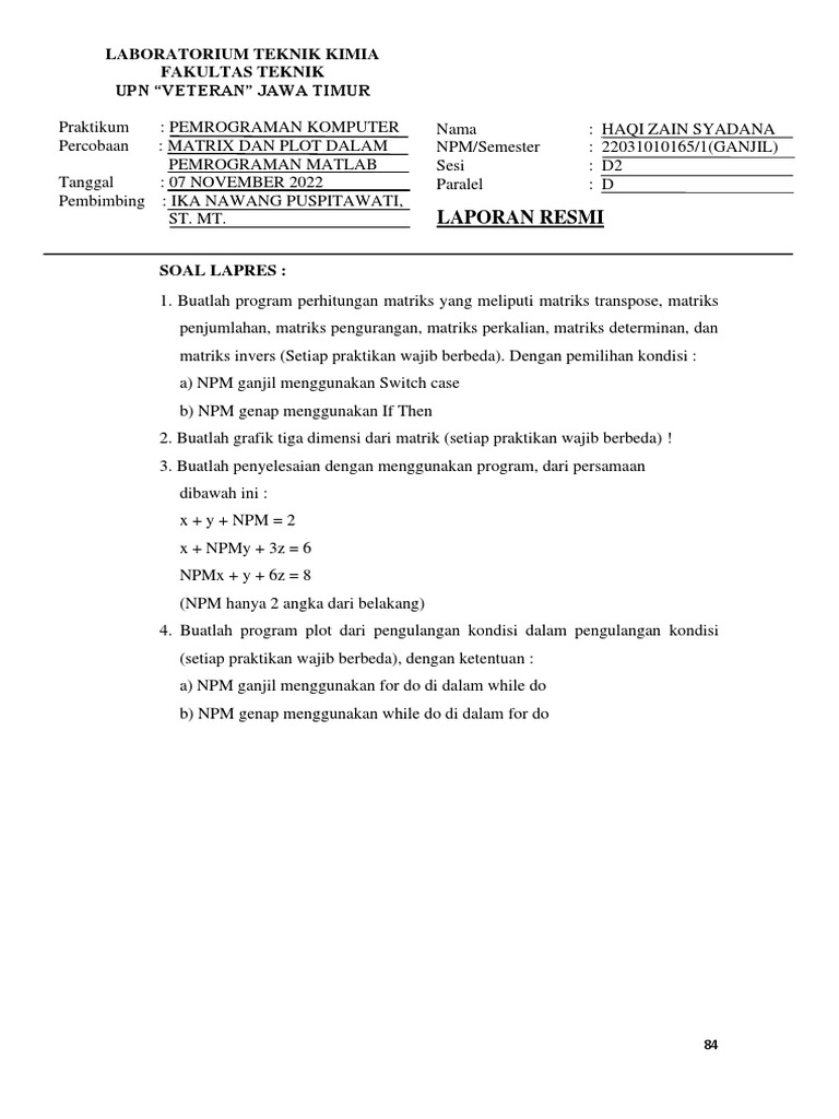 Revisi 2 - Lapres - D2 - 22031010165 - Haqi Zain Syadana - Modul 7 | PDF