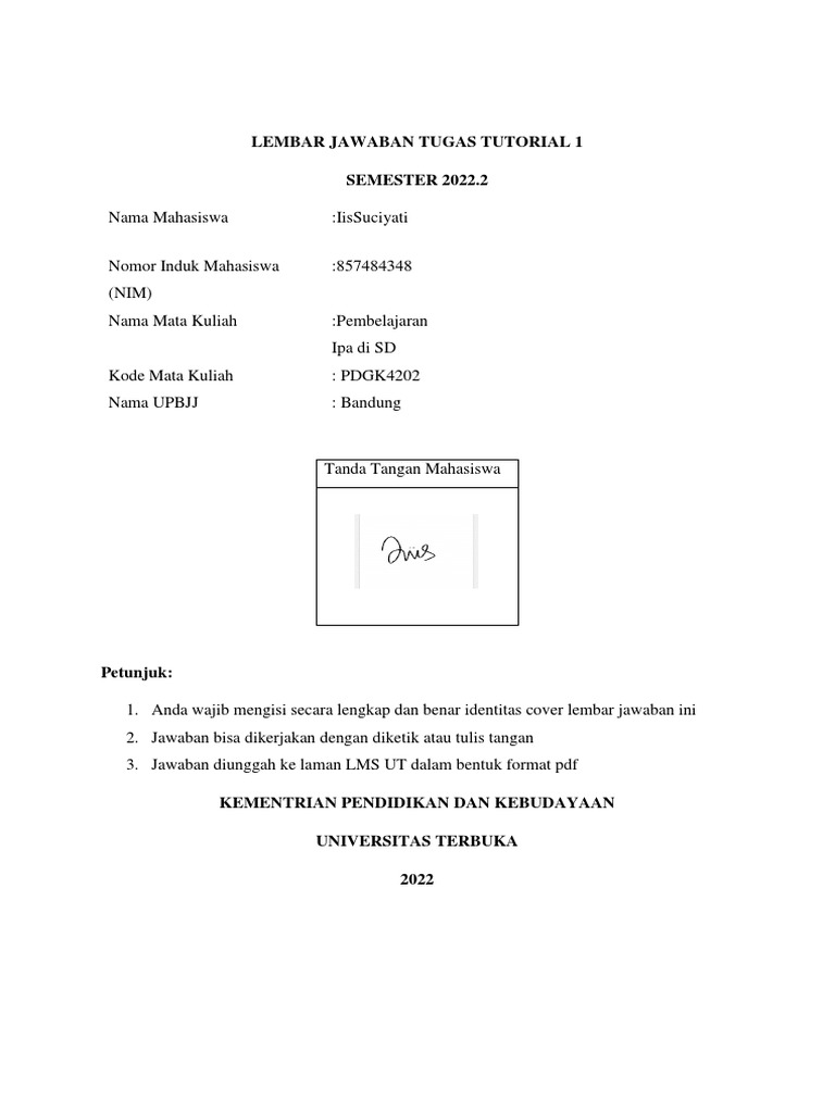 TT 1 Pembelajaran IPA SD - Iis Suciyati | PDF