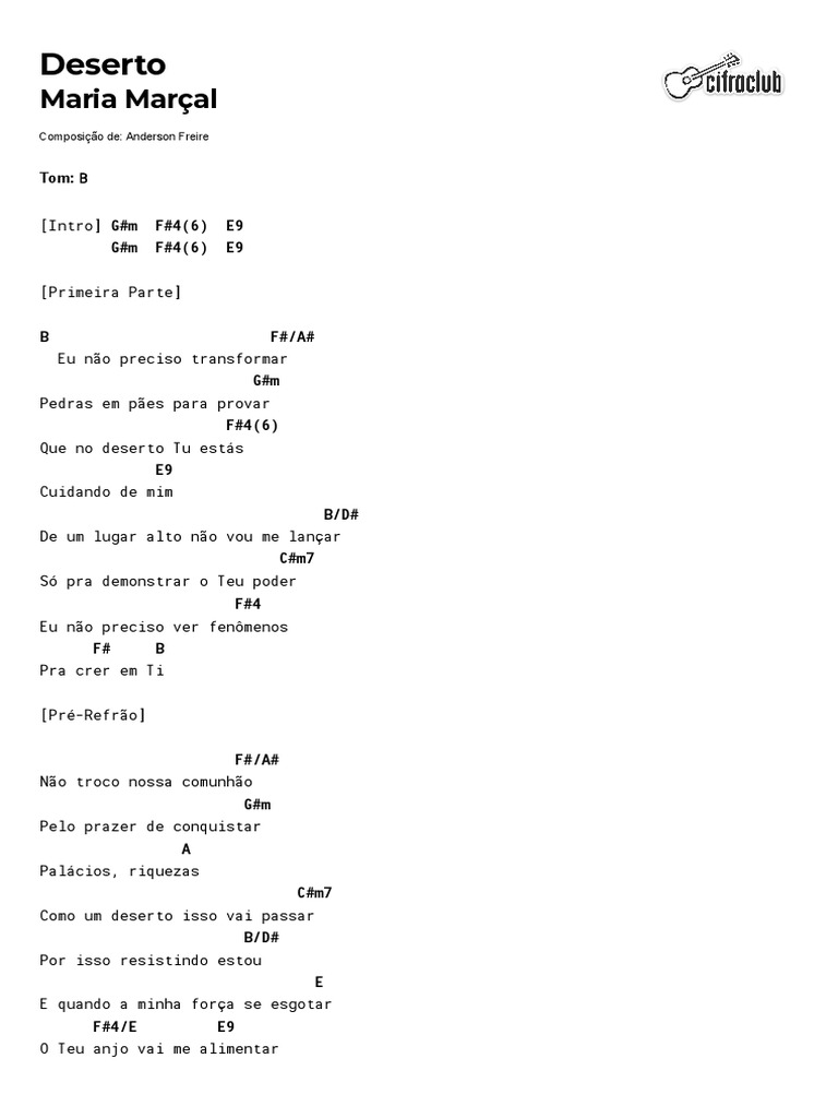Cifra Club - Maria Marçal - Deserto 01 | PDF
