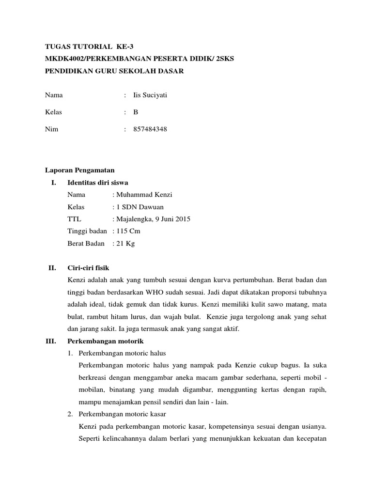 Tugas 3 Perkembangan Peserta Didik | PDF | Karier & Perkembangan