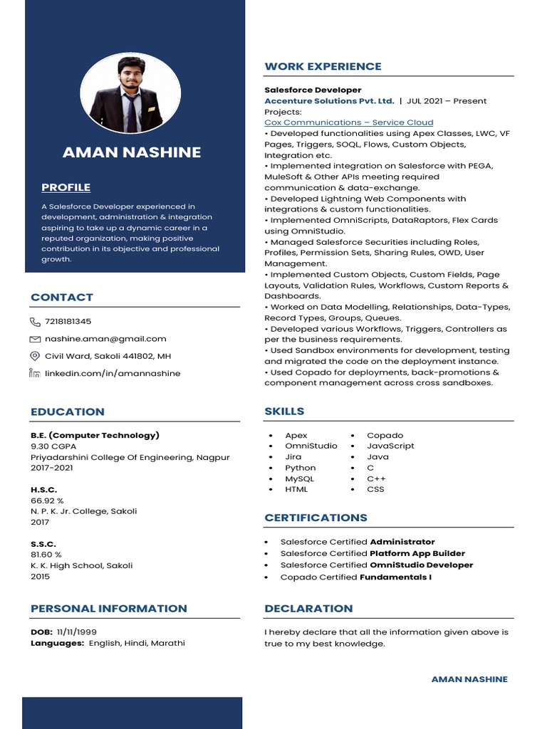 AMAN-NASHINE-RESUME (1) | PDF | Java Script | Information Age