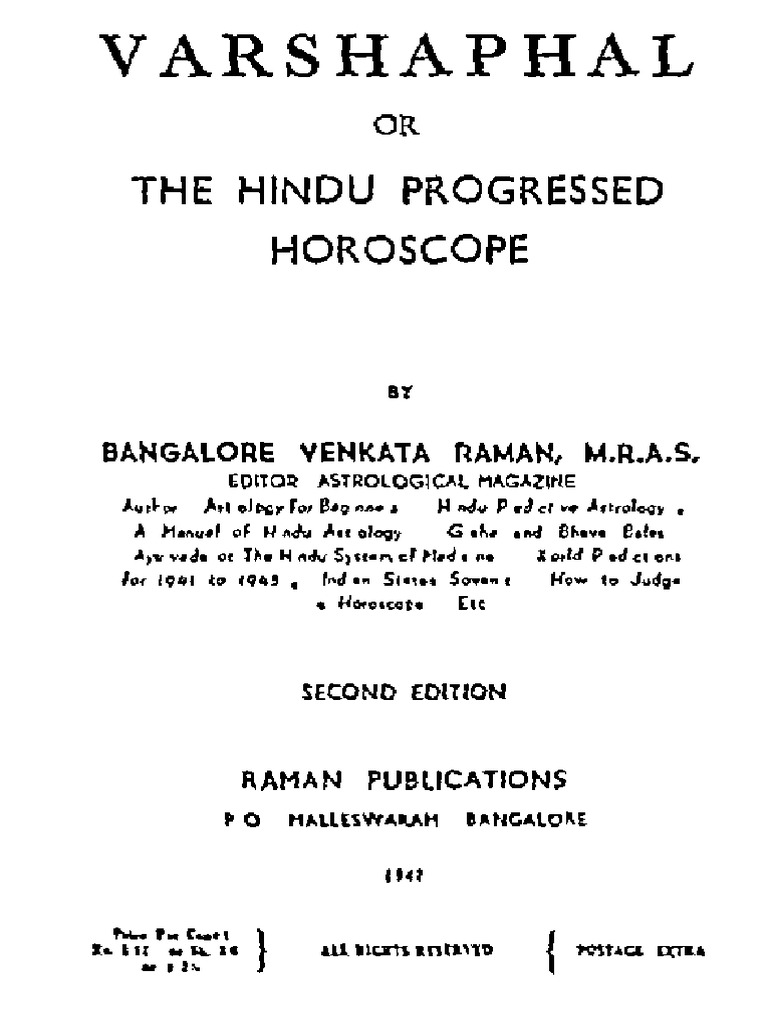 Jyotish Varshaphal B.v.raman 1941 | PDF | Planets In Astrology | Hindu ...