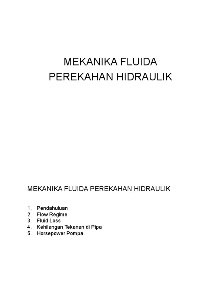 Mekanika Fluida Perekahan Hidraulik | PDF
