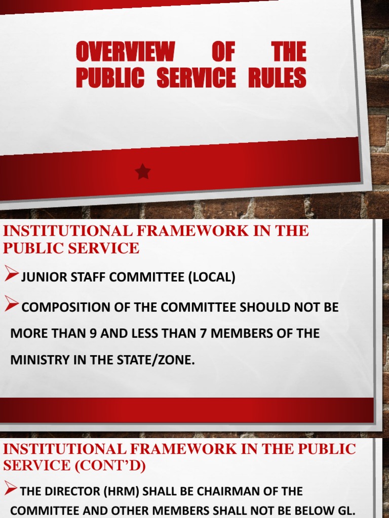 Overview of Public Service Rules and Institutional Framework | PDF ...