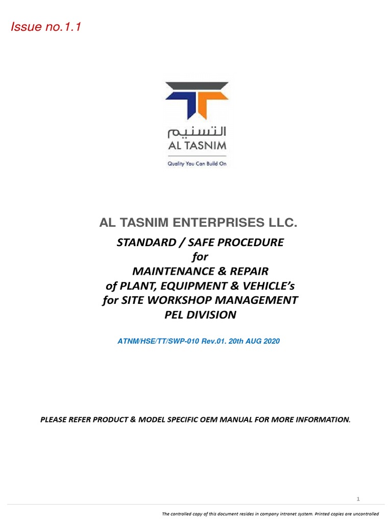 Al Tasnim SOP For Periodic Maintenance and Repair F | PDF ...