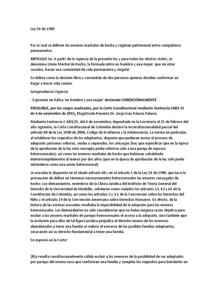 Ley 54 de 1990 | PDF | Asociación doméstica | Homosexualidad