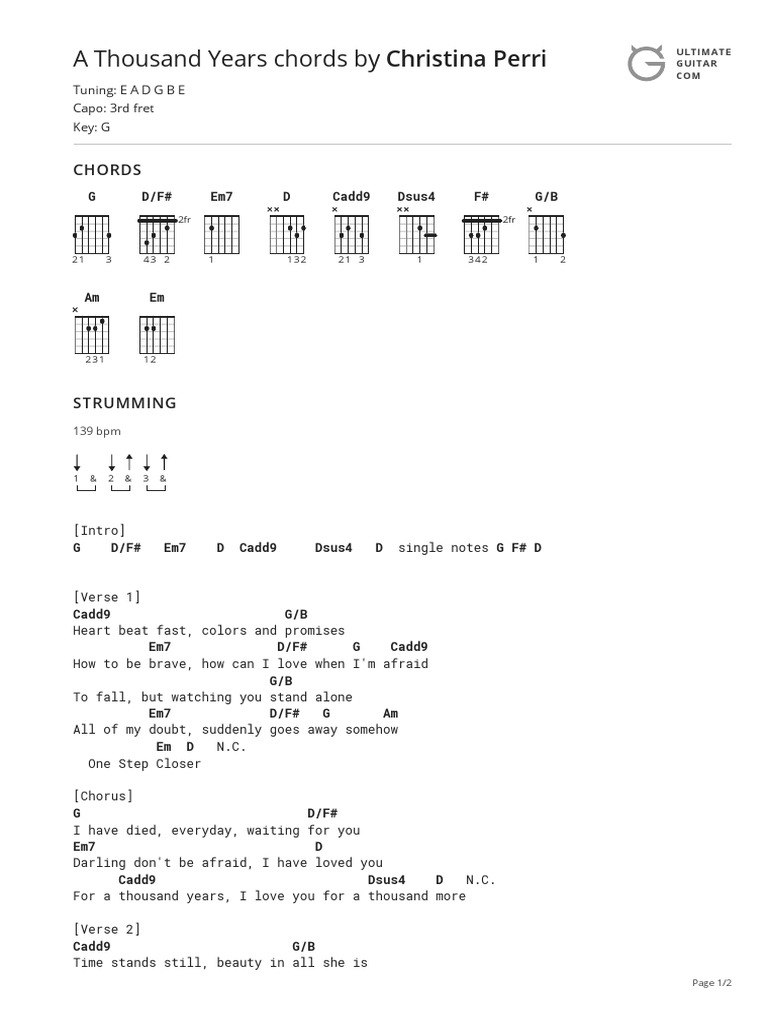 A Thousand Years Chords (Ver 7) by Christina Perritabs at Ultimate ...