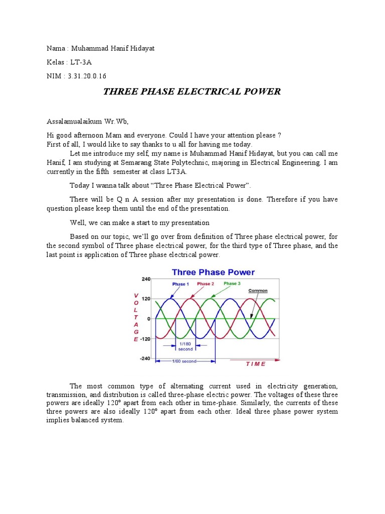 Muhammad Hanif Hidayat - LT3A - 33120016 - Three Phase Power | PDF ...