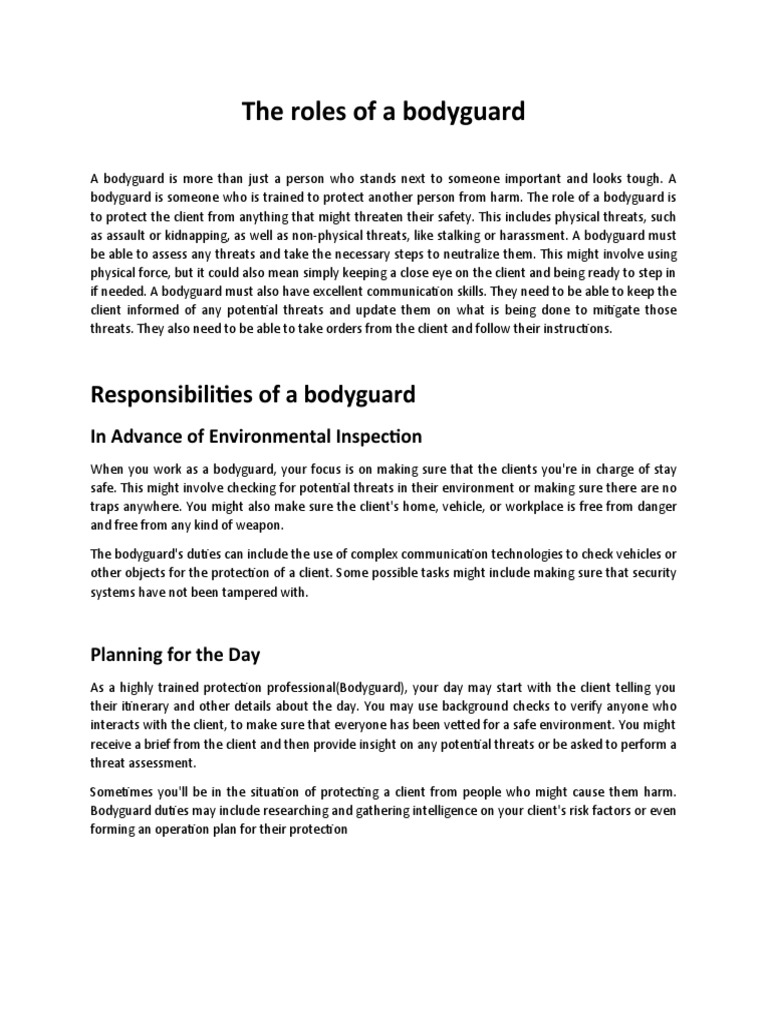The Roles of A Bodyguard | Download Free PDF | Bodyguard | National ...