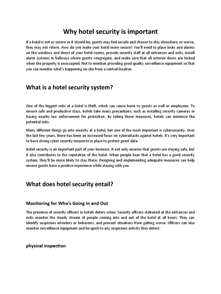 Importance of Hotel Security Measures | PDF | Security Guard | Securities