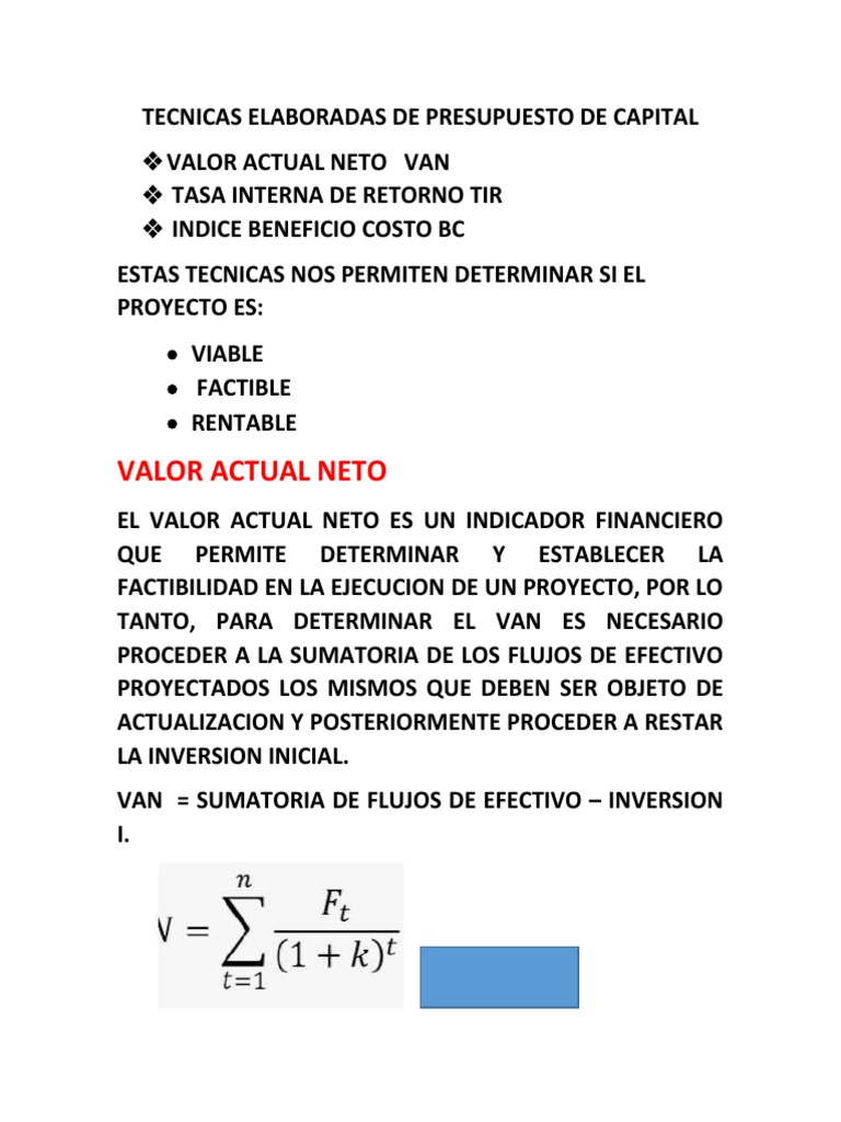 Calculo Del Van | PDF