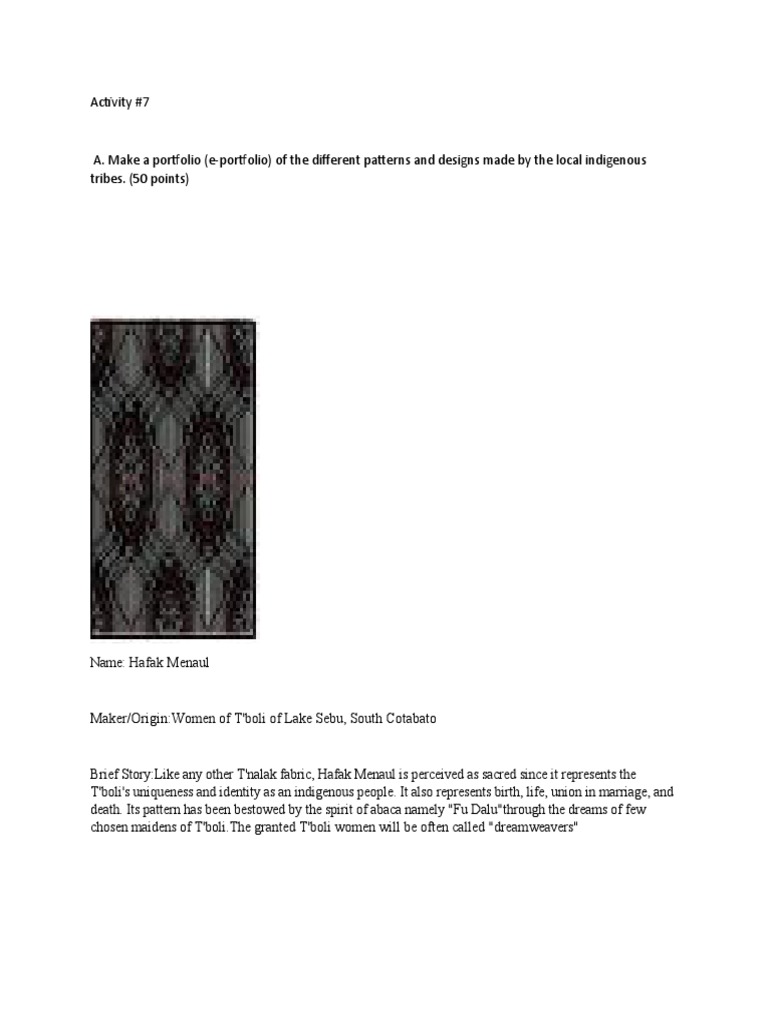Indigenous Textile Patterns of the T'boli Tribe: A Portfolio of ...