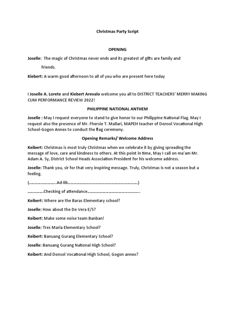 Christmas Party Script 1 Pdf 